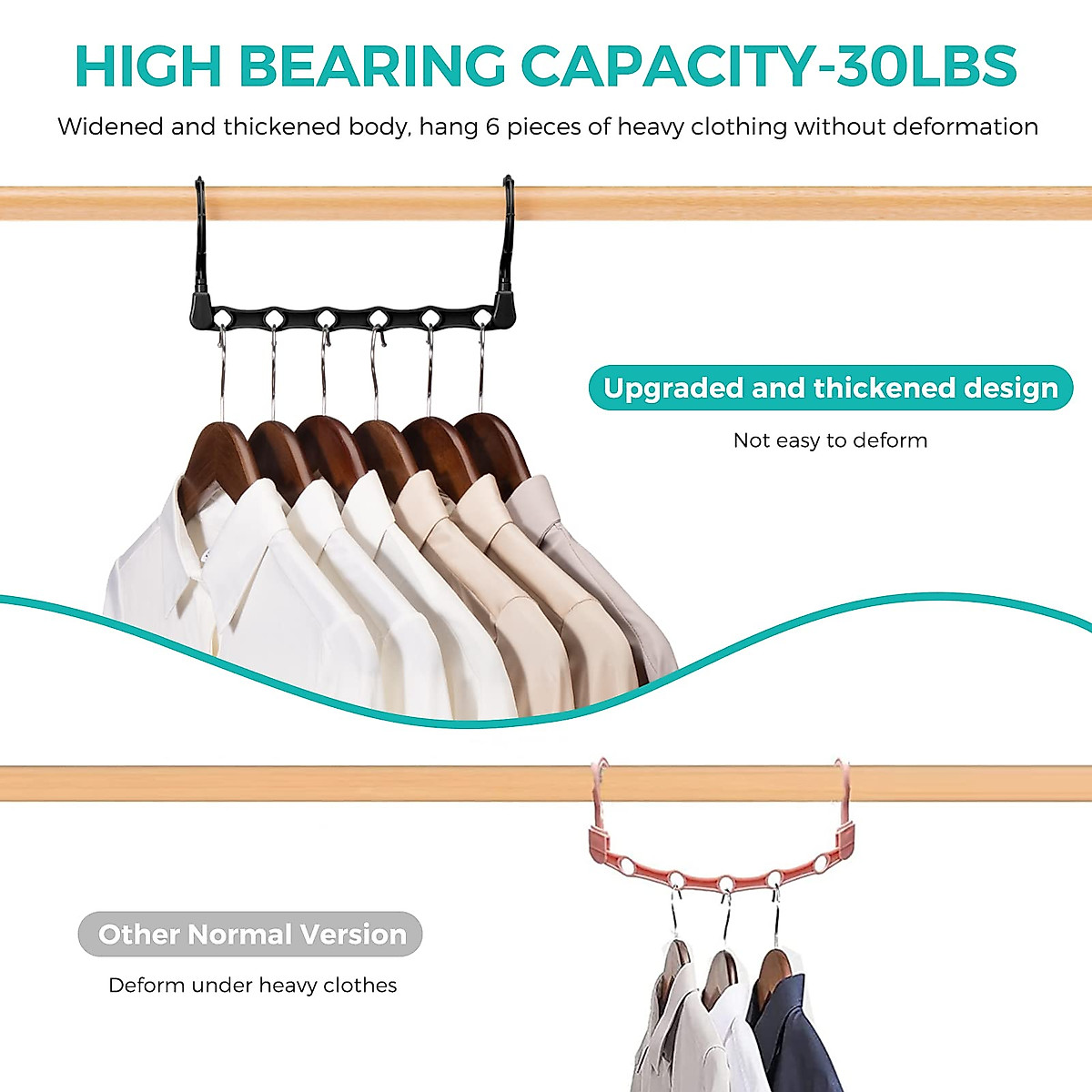 HOUSE DAY Space Saving Plastic Clothes Hangers, 20 Pack, Black, Professional Brand, Ideal for Closet Organization, Can Hold Up to 30 Pounds