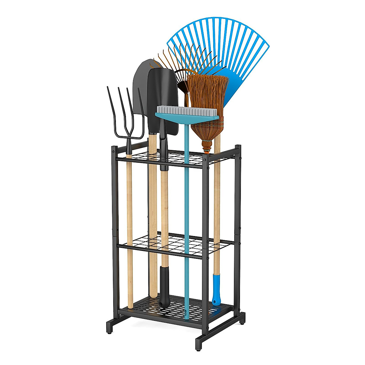 KDSOM Garden Tool Organizer for Garage，Garden Tool Storage Rack with Wheels，Yard Tool Holder for Garage, Shed, Outdoor, Tool Stand