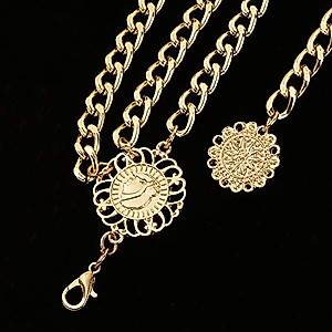 Glamorstar Multilayer Metal Waist Chain Dress Belts Metal Belt for Women Gold 130CM/51.2IN