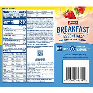 Carnation Breakfast Essentials Ready-to-Drink, Creamy Strawberry, 8 FL OZ Bottle (Pack of 6) (Packaging May Vary)
