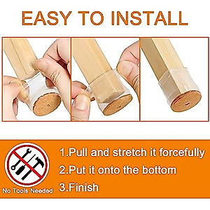 24 Pcs Chair Leg Floor Protectors for Hardwood Floors Silicone Covers to Protect Wood Tile Floors Felt Pads Furniture Leg Caps Non Slip Reduce Noise (Large-Clear)