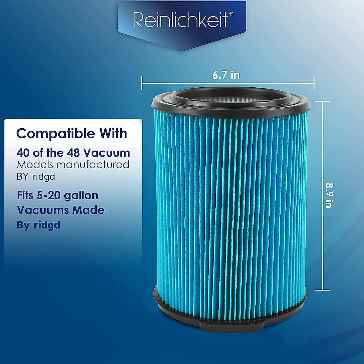VF5000 3-Layer High-efficiency Fine Dust Replacement Filter for Wet Dry Vac Compatible with WD1450 WD0970 WD1270 WD09700 WD06700 WD1680 WD1851 RV2400A(2 pack)