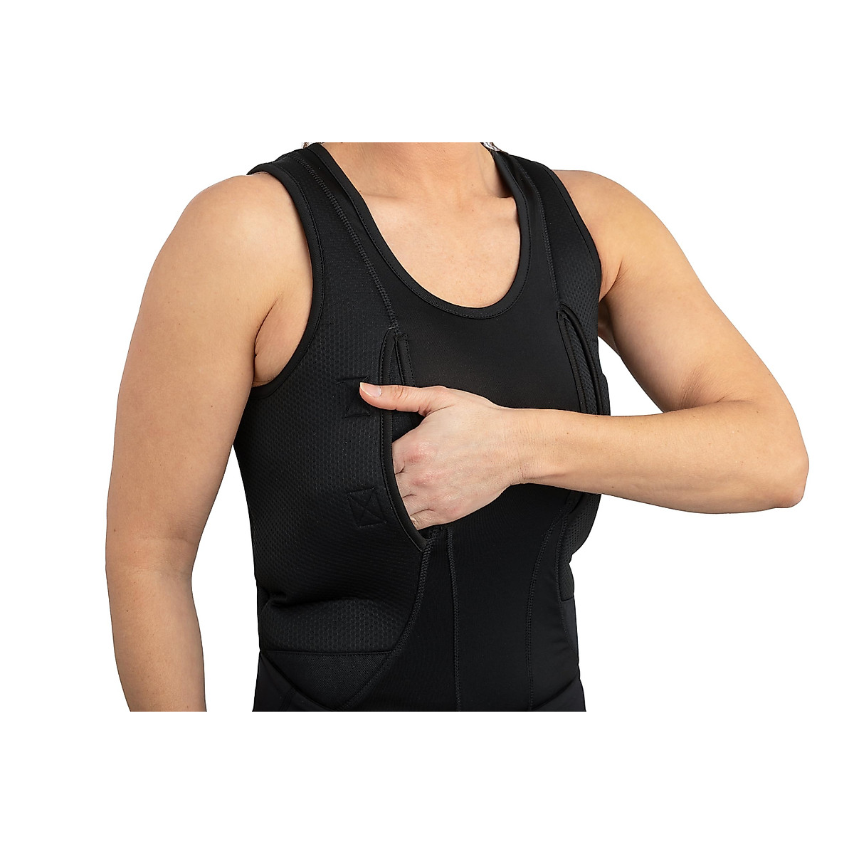 CCW Tactical Concealed Carry Holster Tank Top for Women | Secure Hook & Loop Pocket with Large Storage | All Season Moisture Wicking Compression Shirt | Womens Tank Top, Black, XXL