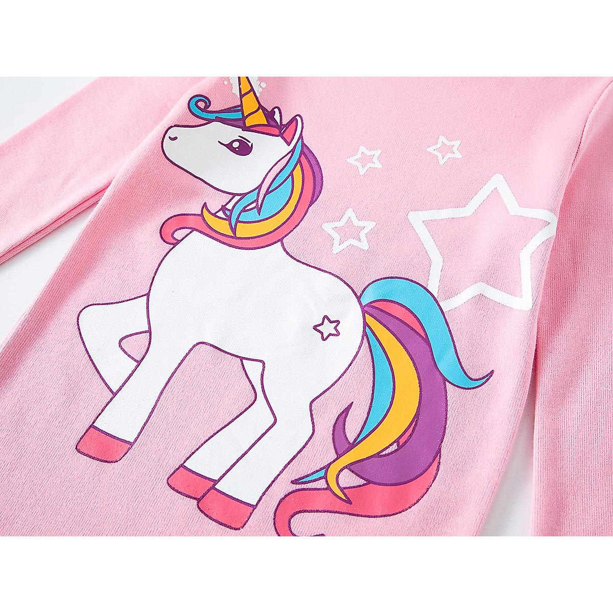 Babyroom Girls Matching Doll&toddler 4 Piece Cotton Pajamas Toddler Unicorn Sleepwear size 7 Pink