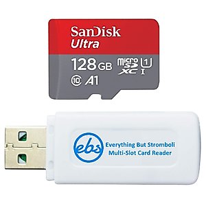 SanDisk 128GB Ultra MicroSD UHS-I Memory Card Works with Motorola Phone Moto G Stylus (2022), Moto G22 (SDSQUA4-128G-GN6MN) A1 C10 Bundle with 1 Everything But Stromboli MicroSDXC Memory Card Reader