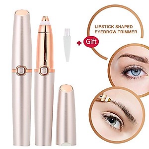 Facial Hair Remover Eyebrow Razor Lipstick Shaped Electric Eyebrow Trimmer Mini Portable Women Eyebrow Shaver Rose Gold for Face Bikini Hair Chin Cheek Upper Lip