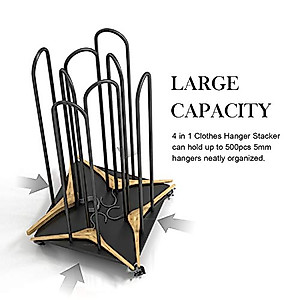 Hanger Organizer Stacker,4 in 1 Hanger Rack Stand with Swivel Caster Wheels for Laundry Room, Retail Store (Black, 1)