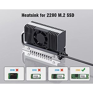 ElecGear M.2 2280 SSD Cooler, EL-80X PWM Cooling Fan + Heat Pipe + Solid Aluminum Heatsink for 80mm PCIe NVMe and SATA SSD Internal Solid State Drive, Thermal Pads Included