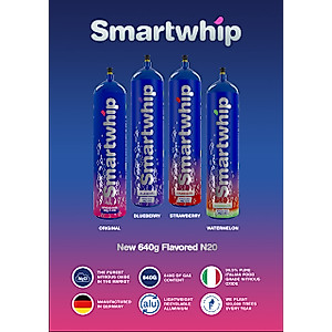 Smart Whip Whipped Cream Chargers - Pure N2O Whipped Cream Cylinder -Liter Nitrous Oxide Chargers (640 gram) Compatible with Cream Whippers - 1 Carton (6 cylinders)-WATERMELON FLAVOR