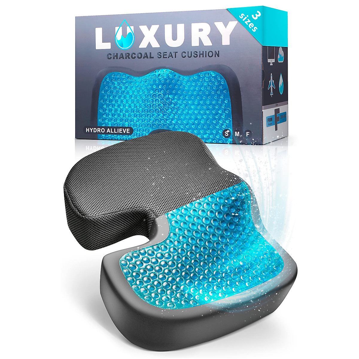 H. Gamer Seat Cushion for Gaming Chair, All-Day Butt Sitting Comfort for Gamers, Non-Slip Office Chair Seat Cushion for Tailbone Pain Relief - Coccyx, Sciatica, Travel, Car, Wheelchair (Firm)