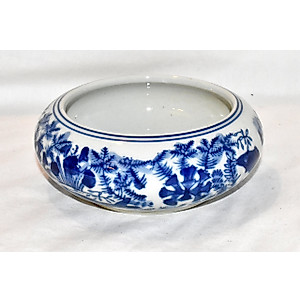 New 5.5" Oriental Koi Fish Goldfish & Ferns Round Bamboo Planter Pot/Change Holder