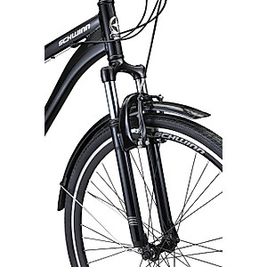 Schwinn Discover 2 Adult Hybrid Bike for Men and Women, 700c Wheels, 21-Speeds, 17-Inch Step-Over Frame, Front and Rear Fenders, Rear Cargo Rack, Black