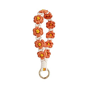 Poagoep Boho Keychain Handmade Keychain Wristlet Key Chain Wrist Lanyard for Keys Cute daisy keychain for Women(4)