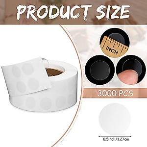 3000 Pcs Clear Circle Stickers Clear Round Adhesive Transparent Decals Envelope Mail Seal Stickers Gloss Tape for Small Business Products Packaging(0.5 Inch Wide)