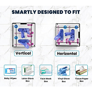 Alpine Industries Double Box Wire Wall Mount Glove Dispenser - Mounted Organizer Rack for Disposable Surgical Glovebox & Tissue Boxes - Hanging Lab & Kitchen Storage (Black, 2 Box)