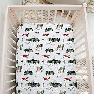 Sorrel + Fern 2-Pack Crib Sheets for Standard Crib Matress (Woodland Forest Animals) - Premium Fitted Sheets - Buttery Soft Cotton Blend