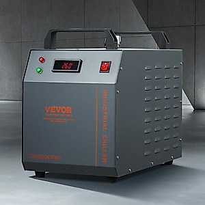 Industrial Water Chiller, CW-3000(PRO), Air-Cooled Industrial Thermolysis Type Water Chiller with 12L Water Tank Capacity 18 L/min Max Flow Rate, for 40W-80W CO2 Laser Engraving & Cutting Machines