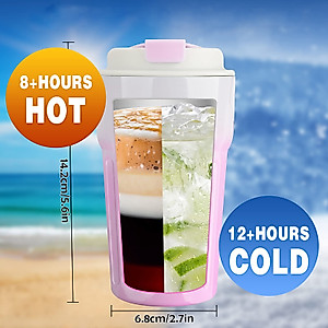 KETIEE Insulated Coffee Cup with Leakproof Lid,Reusable Coffee Cups Travel Cup,13 OZ Coffee Travel Mug,Double Walled Coffee Mug,Stainless Steel Coffee Mug for Hot Cold Drinks (Grad Pink)