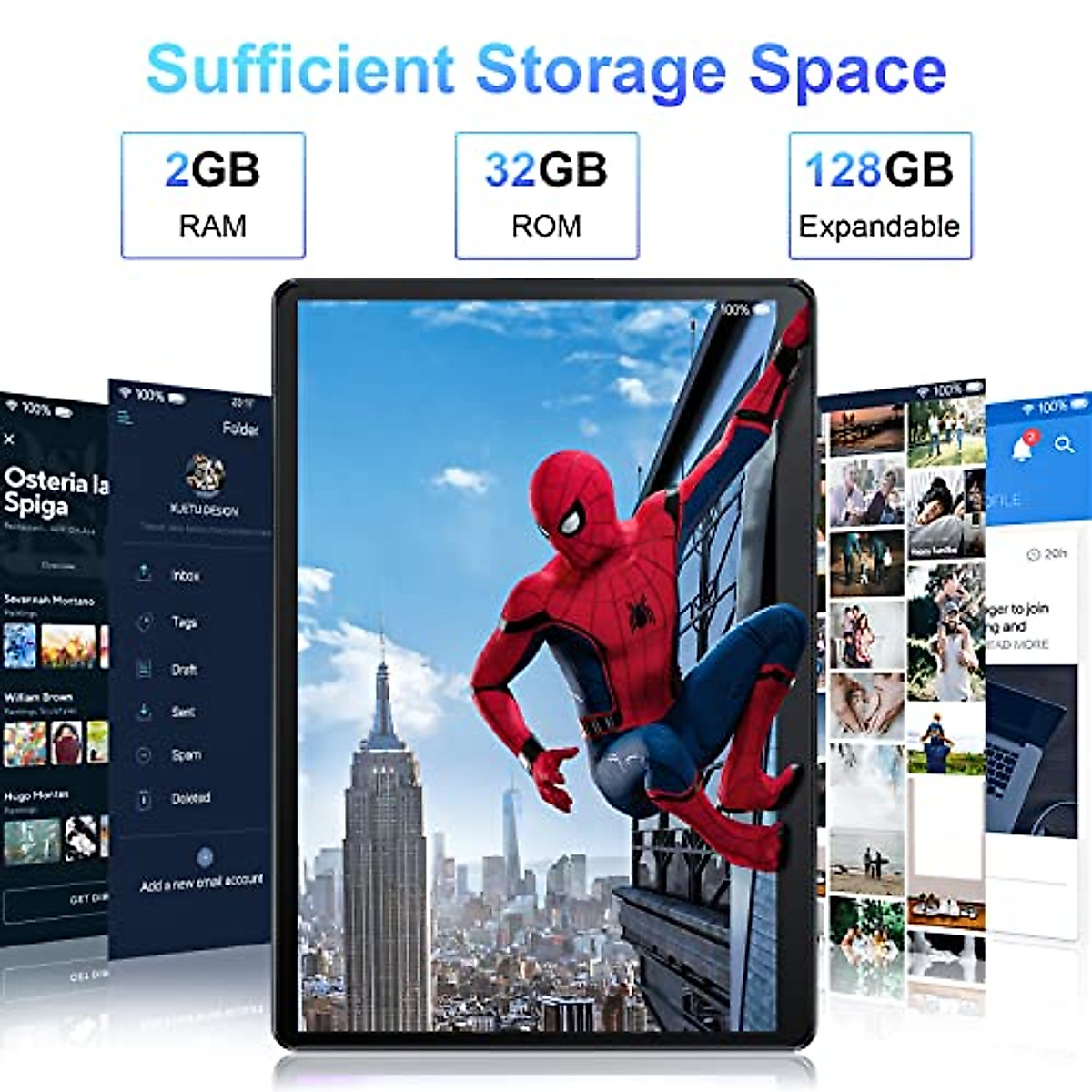 Semeakoko Android Tablet 10 inch, Android 12 Tablet for Kids, 10.1''IPS HD Screen Tablet PC with WiFi, Dual Camera, GPS, Bluetooth, 6000mAh Battery, Support YouTube Netflix Google Play Store