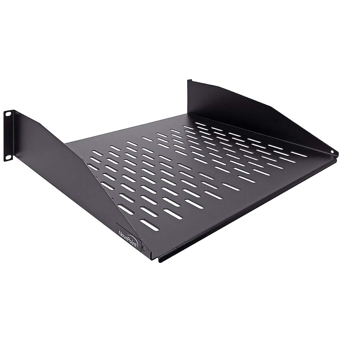 NavePoint 2U 19-Inch Universal Vented Rack Mount Cantilever Server Cabinet Shelf 14-Inches Deep Black
