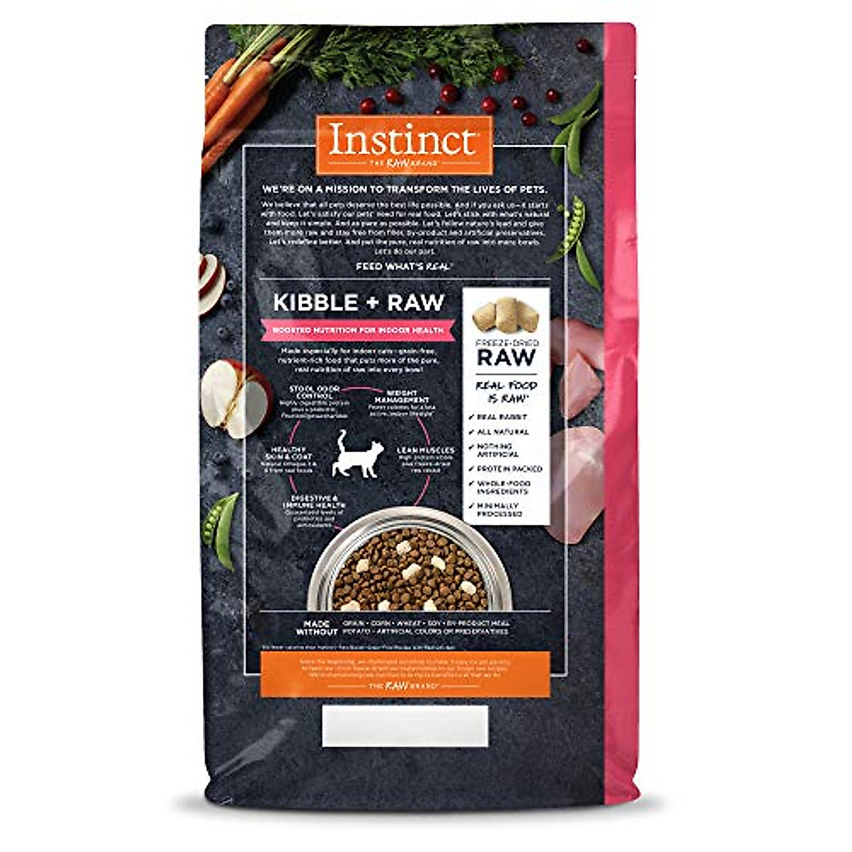 Instinct Raw Boost Indoor Health Grain Free Recipe with Real Rabbit Natural Dry Cat Food, 4.5 lb. Bag