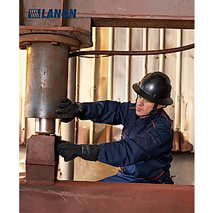 LANON Rubber Chemical Resistant Gloves, Reusable Heavy-duty Safety Work Gloves, Acid & Alkali Protection, Non-Slip, X Large