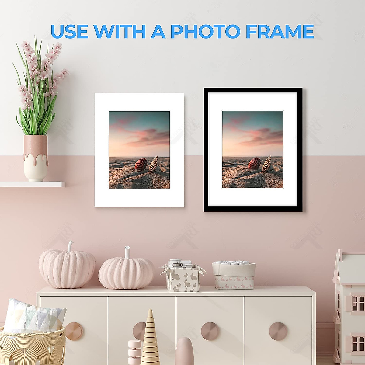 Golden State Art, Acid Free, Pack of 25, 11x14 White Picture Mats Mattes with White Core Bevel Cut for 8x10 Photo + Backing + Bags