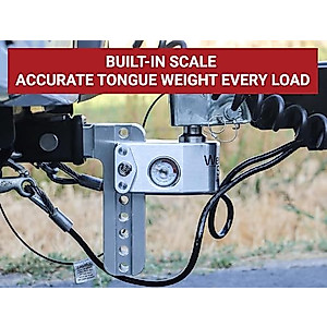 Adjustable Trailer Hitch, Adjustable Ball Mount, Truck Ball Hitch, Aluminum Trailer Tow Hitch w/Built in Scale for Anti Sway, 12,500 lbs GTW - Weigh Safe