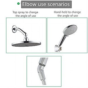 Shower Head Adapter,Solid Brass 135 Degree Shower Elbow Adapter,G1/2" Shower Head Extension Arm Connector (Chrome) (unspinable)