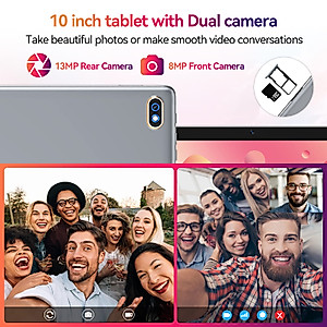 ZONKO K110 10.1-inch Android Tablet with 128GB Storage, Octa-Core Processor, 4GB RAM, HD Touchscreen, 13MP Dual Camera, GMS Tablet with Detachable Keyboard, Black