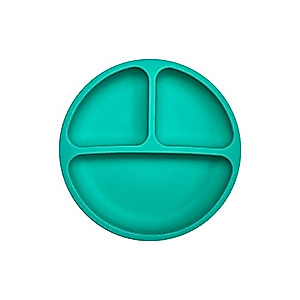 PlusLove Silicone Suction Plate– 100% Silicone Baby Plate, Toddler Plate, Kid Plates, Divided Plate With Suction Feature |Baby Led Weaning Plate| 3 Pack (Orange, Yellow, Teal, With Lids)