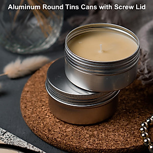 uxcell 2 Oz Tin Cans, 48 Pcs Aluminum Round Tins, Travel Sized Small Metal Tins Cosmetic Sample Containers with Screw Lid for Lotion Bars Beard Balms Candles, Gold