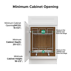 LOVMOR Pull Out Cabinet Organizer and Storage (14" W x 18" D) 2-Tier Pull Out Shelf Storage for Kitchen Base Cabinet Black