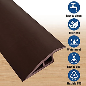 3.3Ft Self-Adhesive Floor Transition Strip, 1/2''~3/5'' Height Carpet to Tile Floor Divider Strip Reducer Peel and Stick Floor Edging Trim Strip Doorway Threshold Cover for Laminate Floor Mat (Coffee)