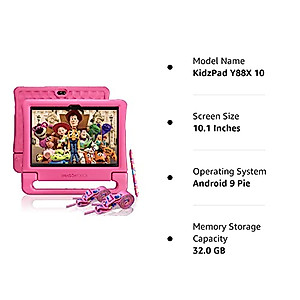Dragon Touch KidzPad Y88X 10 Kids Tablets, 32GB, 10 inch Android Tablet, Tablet for Children, Parent Control, Preinstalled Kidoz with Shockproof Case, Straps and Stylus, 5G WiFi