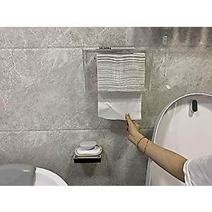 Cq acrylic Wall Mount Paper Towel Dispenser with Lid,Clear Folded Paper Towel Holder for Bathroom Toilet and Kitchen,Suitable for Z-fold, C-fold or Multi-Fold Paper Towels,Pack of 1