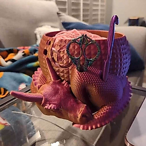 zaomengchang Large Fantasy Dragon and Egg Fantasy Bowl Knitting Or Crochet Bowl,Knitting Yarn Bowl with Holes Storage Crochet Hooks, Knitting Accessories Organizer Gifts (Purple)