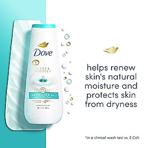 Dove Body Wash Care & Protect Antibacterial 4 Count For All Skin Types Protects from Dryness 20 Fl oz (Pack of 4) (Packaging may vary)