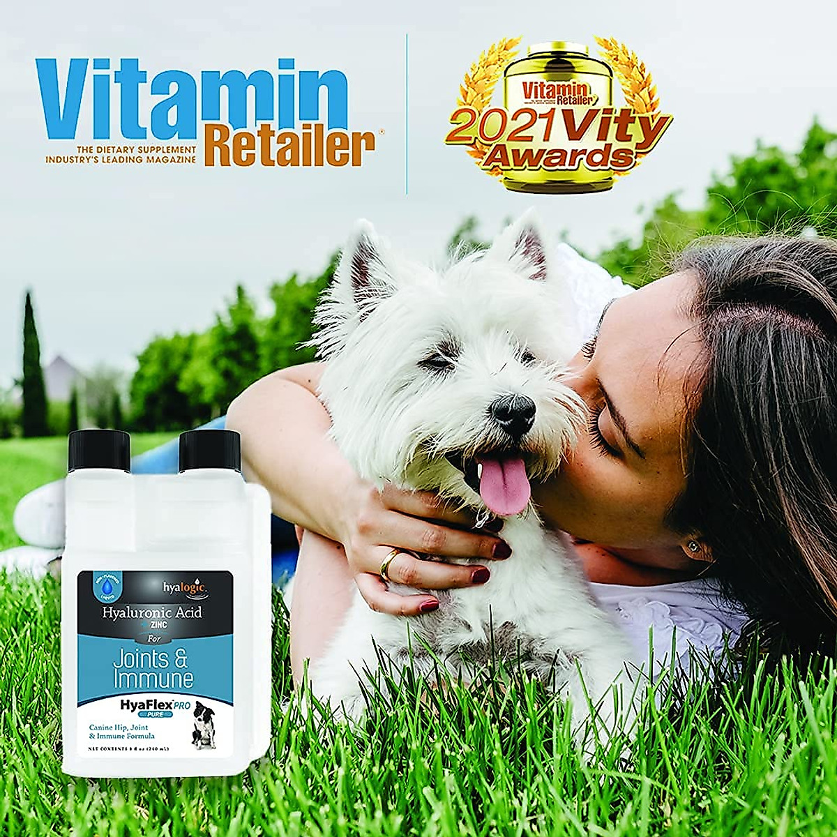 Canine Hyaluronic Acid + Zinc by Hyalogic - Joint & Immune Support, HyaFlex Pro Pure 8oz - Liquid Oral HA Dog & Pet Supplement