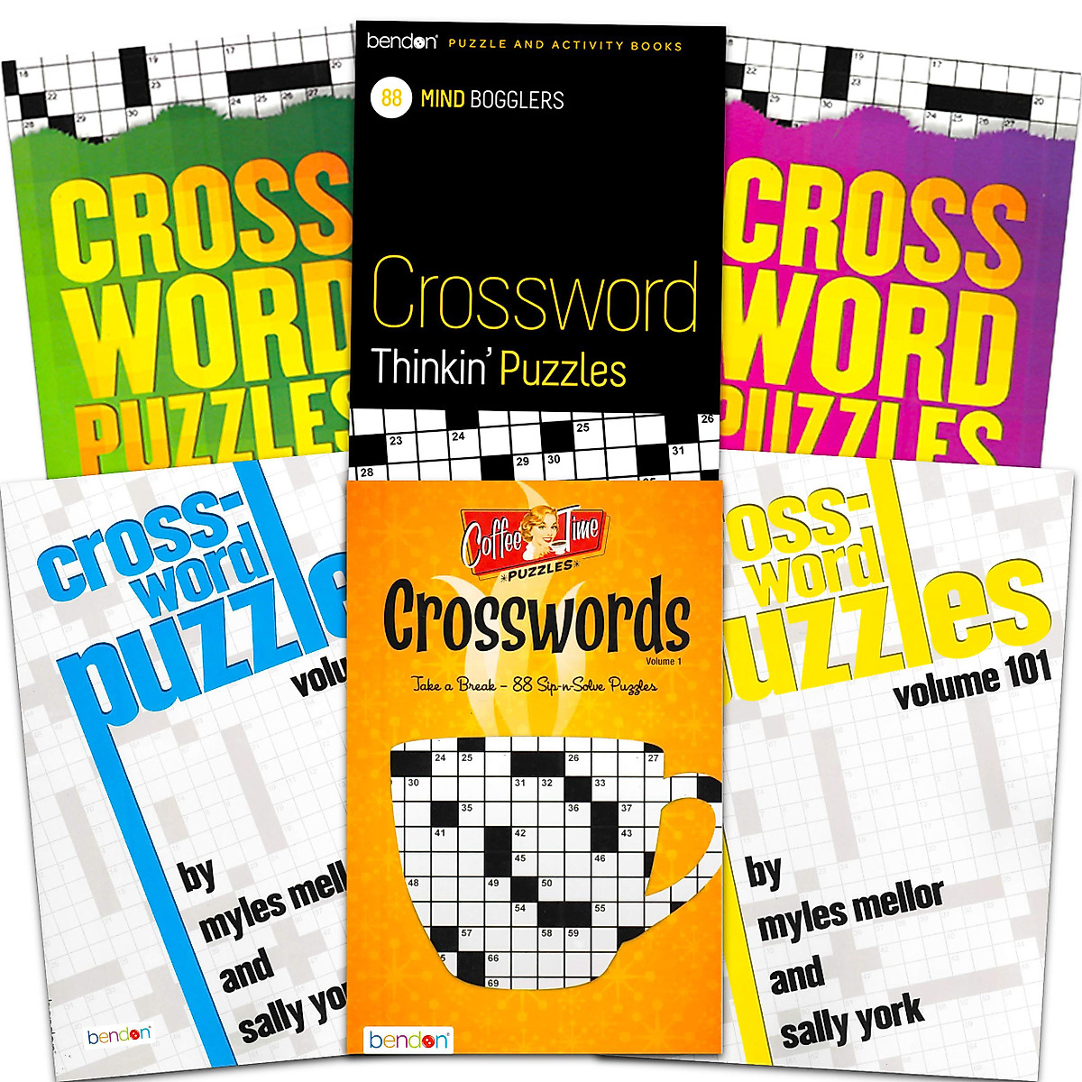 Crossword Puzzle Books for Adults Seniors Super Set ~ Bundle of 6 Crossword Puzzle Books (over 480 Puzzles Total)