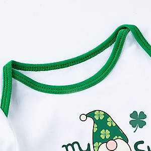 AGQT Baby Girls 1st St.Patricks Day Outft Set Short Sleeve 4Pcs Green Shamrock Outfit Set Headband+Skirt+Outfit+Leg Warmer Size 6-12 Months(73)