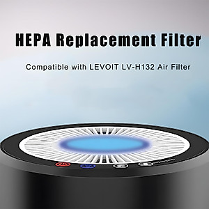 E.LUO LV-H132 Air Purifier Replacement Filter, Compatible with LEVOIT LV-H132, 3-in-1 (Nylon Pre-Filter, True HEPA Filter, High-Efficiency Activated Carbon Filter)