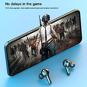 Dyllutrwhe Earphones Bluetooth Wireless R3 TWS Waterproof Bluetooth 5.0 Wireless HiFi Stereo Earphones with Microphone Black