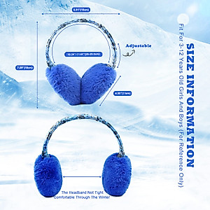 RAOEXI Winter Ear Muffs For Kids Warm Furry Knit Girls Earmuffs Boys Baby Plush Toddler Ear Warmers Outdoor Ear Covers(Blue)