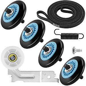 Upgraded DC97-16782A Dryer Parts Fit for Samsung dryer roller replacement kit DV45H7000EW/A2 DV42H5000EW/A3 includes DC97-16782A Dryer Roller 6602-001655 Dryer Belt DC93-00634A Idler Pulley