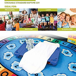 Pearington Stackable Standard Naptime Cot, Blue (Set of 5)