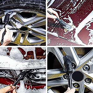 11 Pcs Detailing Brush Set with 5 Car Detailing Brushes, 3 Wire Brush, Microfiber Towel, 1 Car Vent Cleaner and Cloth Car Cleaning Kit for Cleaning Interior, Exterior, Leather, Motorcycle