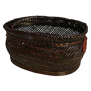 Wald Imports Brown Bamboo 13.75" Decorative Storage Basket
