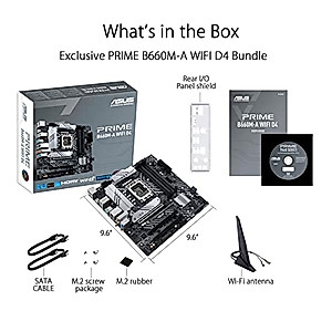 ASUS Prime Motherboard B660M-A WiFi D4 LGA 1700(Intel 12th Gen) mATX (PCIe 4.0, Wi-Fi 6,DDR4,2xM.2 Slots, 1Gb LAN, DP,2 x HDMI, USB 3.2 Rear Gen 2 and Front Gen 1 Type-C, Aura Sync)