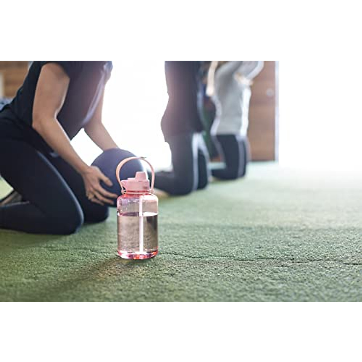 Simple Modern Half Gallon 64 oz Water Bottle with Push Button Silicone Straw Lid & Motivational Measurement Marker | Large Reusable Tritan Plastic Water Jug | Summit Collection | Moonlight